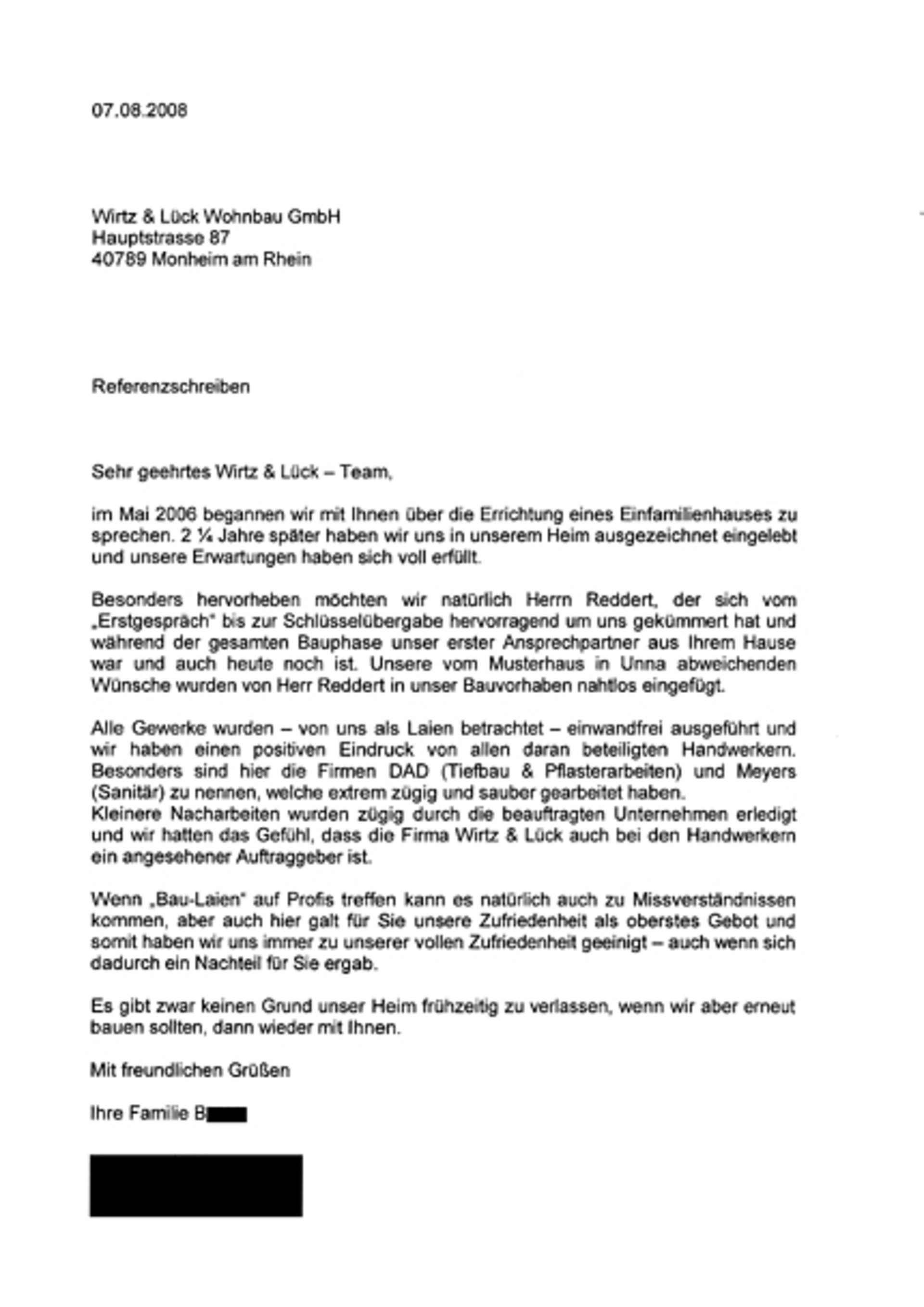 Referenzschreiben